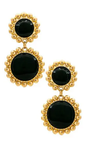 8 Other Reasons Circle Drop Earrings - Black & Gold