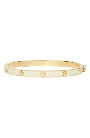 Tory Burch Miller Stud Enamel Hinge Bracelet - Tory Gold / New Ivory