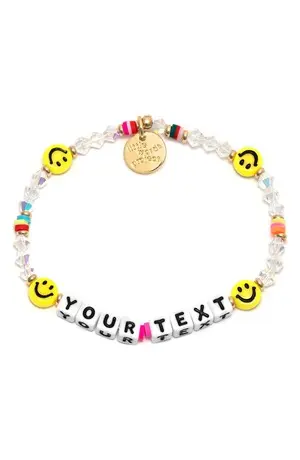 LITTLE WORDS PROJECT Smiley Face Custom Beaded Stretch Bracelet