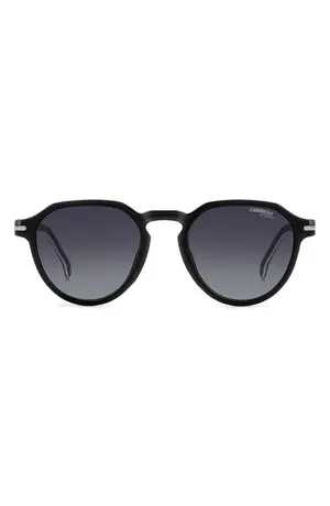 Carrera Eyewear Carrera Eyewear 50mm Round Frame Sunglasses Black Burgundy/ Grey Shaded