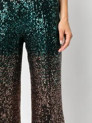Elie Saab Two-tone Sequin Trousers - Green