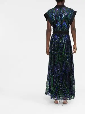 Elie Saab Sequin-embellished V-neck Dress
