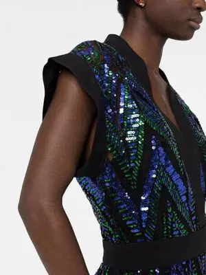 Elie Saab Sequin-embellished V-neck Dress