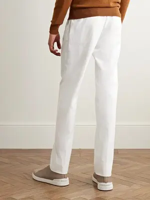 Zegna Slim-fit Straight-leg Stretch-cotton Twill Trousers - White