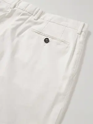 Zegna Slim-fit Straight-leg Stretch-cotton Twill Trousers - White