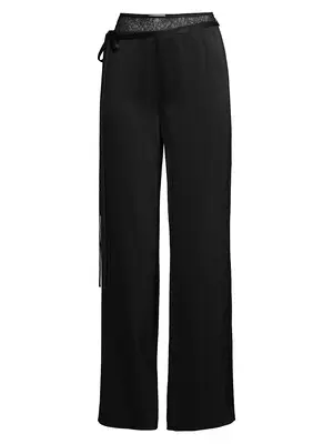 JASON WU Lace & Crepe-back Satin Wide-leg Pants Black