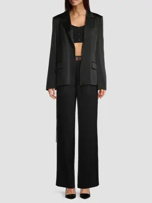 JASON WU Lace & Crepe-back Satin Wide-leg Pants - Black
