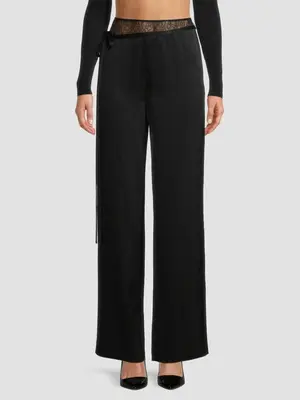 JASON WU Lace & Crepe-back Satin Wide-leg Pants - Black