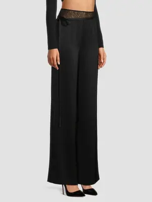 JASON WU Lace & Crepe-back Satin Wide-leg Pants - Black