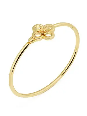 Tory Burch Women's Kira 18K-Gold-Plated Logo Bangle - Tory Gold - Tory Gold
