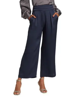 Ramy Brook Joss Cropped Wide-leg Satin Pants