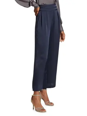 Ramy Brook Joss Cropped Wide-leg Satin Pants