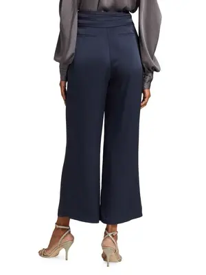 Ramy Brook Joss Cropped Wide-leg Satin Pants