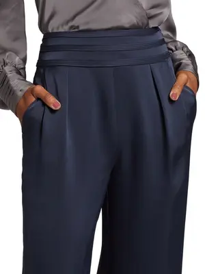 Ramy Brook Joss Cropped Wide-leg Satin Pants