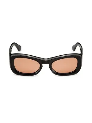 PORT TANGER Men's Temo 57MM Rectangular Sunglasses - Black - Black Acetate Amber