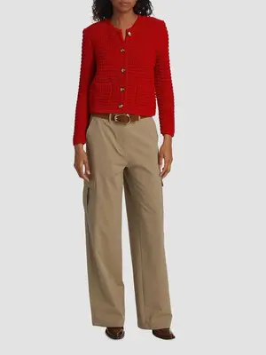 Ba&sh Gaspard Knit Cotton-blend Cardigan - Rouge