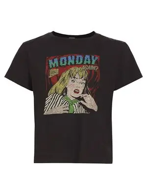 RE/DONE Women's Monday Again Cotton T-Shirt - Washed Black  - Washed Black
