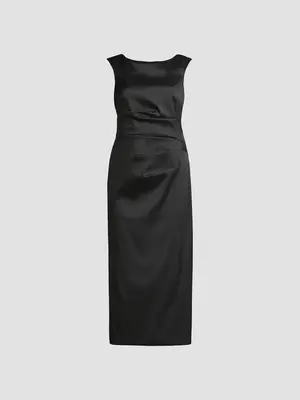 Aidan Mattox Draped Mikado Sheath Dress - Black