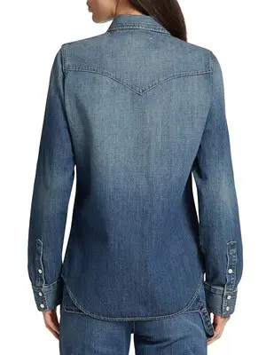 NILI LOTAN Travis Oversized Denim Shirt - Classic Wash