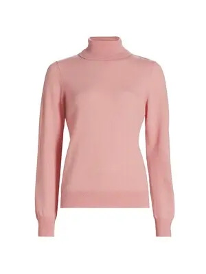 SAKS FIFTH AVENUE Cashmere Turtleneck Sweater Frost Pink