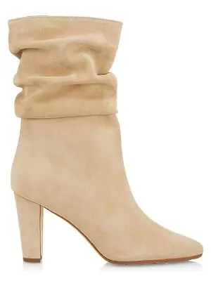 Manolo Blahnik Women's Calasso 90MM Suede Slouch Boots - Dark Brown  - Light Brown