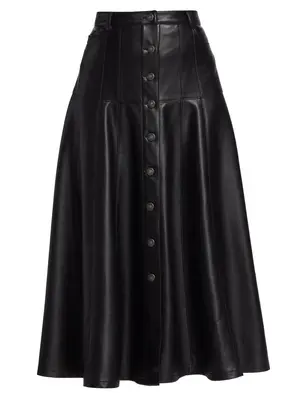 CINQ À SEPT Veena Faux Leather Midi-skirt