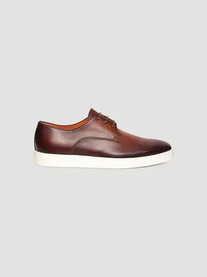 Santoni Leather Lace-up Oxfords - Brown