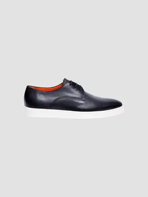 Santoni Leather Lace-up Oxfords - Grey
