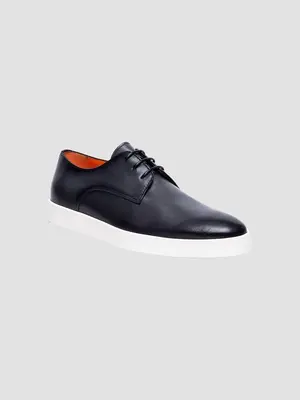 Santoni Leather Lace-up Oxfords - Grey