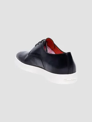 Santoni Leather Lace-up Oxfords - Grey