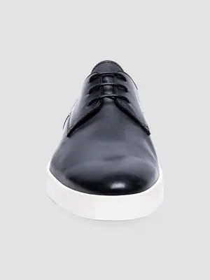 Santoni Leather Lace-up Oxfords - Grey