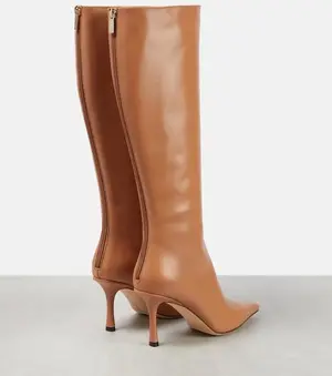 JIMMY CHOO Agathe 85 Leather Knee-high Boots - Beige