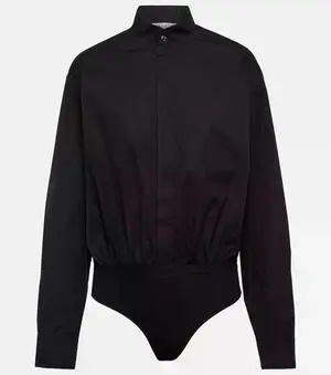 AZZEDINE ALAIA Alaïa Cotton Poplin Bodysuit - Black