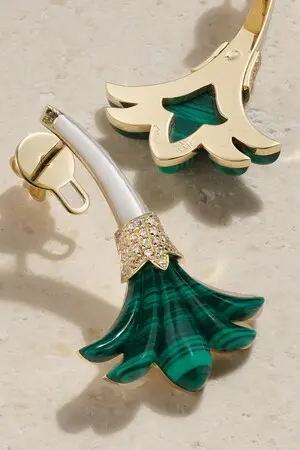 L’ATELIER NAWBAR Big Flower 18-karat Multi-stone Dangle Earrings