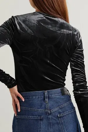 GOLDSIGN The Wheeler Stretch-velvet Bodysuit