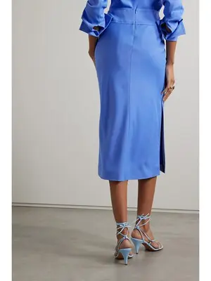 Another Tomorrow Net Sustain Crepe Midi Skirt