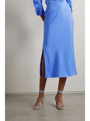 Another Tomorrow Net Sustain Crepe Midi Skirt