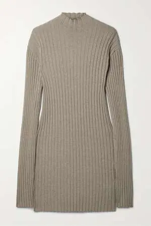 THE ROW Deidree Ribbed Silk Sweater - Taupe