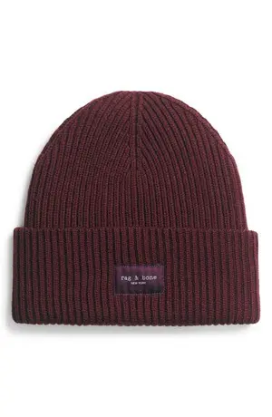 Rag & Bone Blake Ribbed Beanie - Burgundy