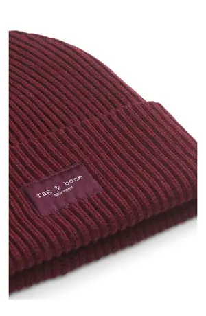Rag & Bone Blake Ribbed Beanie - Burgundy