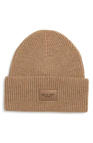 Rag & Bone Blake Ribbed Beanie - Camel