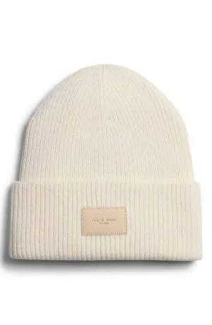 Rag & Bone Blake Ribbed Beanie - Light Ivory