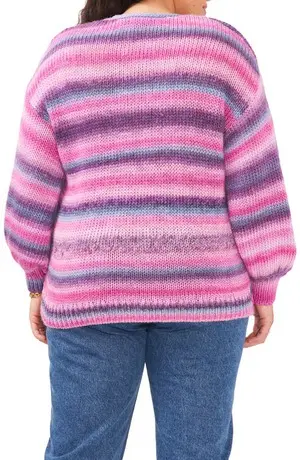 Vince Camuto Roving Stripe Sweater - Berry Hibiscus