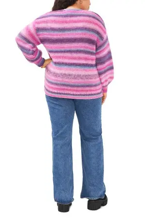 Vince Camuto Roving Stripe Sweater - Berry Hibiscus
