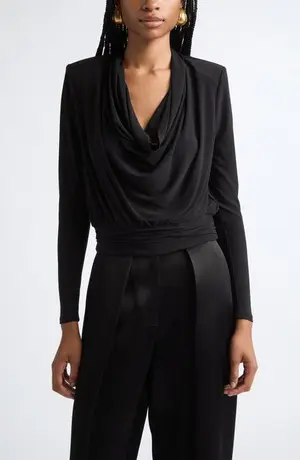Ramy Brook Eden Cowl Neck Top - Black