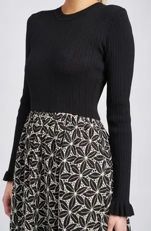 EN SAISON Brynn Mixed Media Midi Dress