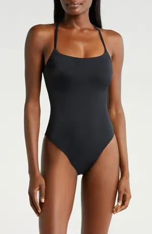 ANDIE The Fiji Lace-up Back One-piece Swimsuit - Black