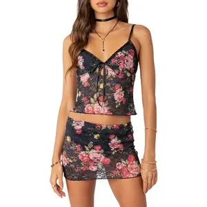 EDIKTED Portofino Floral Lace Camisole - Black