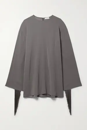 Lapointe Fringed Crepe Mini Dress