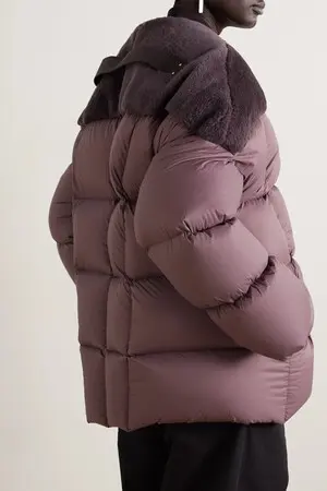 Rick Owens Shearling-paneled Quilted Down Jacket - Purple
